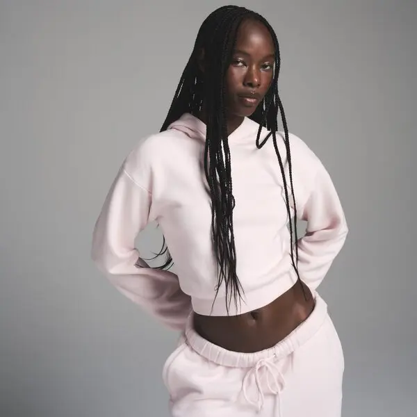 Skims Cotton Fleece Shrunken Hoodie - Barely Pink | Editorialist